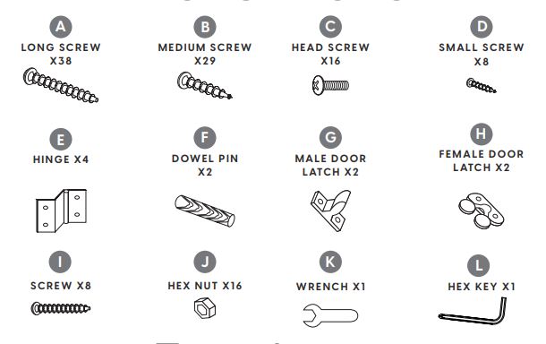 MIL-DLHS-LG Full Hardware Set – Milliard Parts